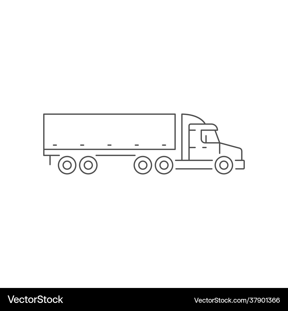 Trailer truck line outline icon Royalty Free Vector Image