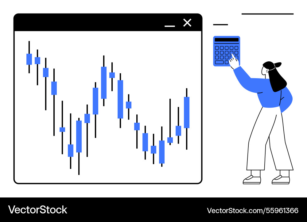 Woman analyzing stock market data in chart window Vector Image