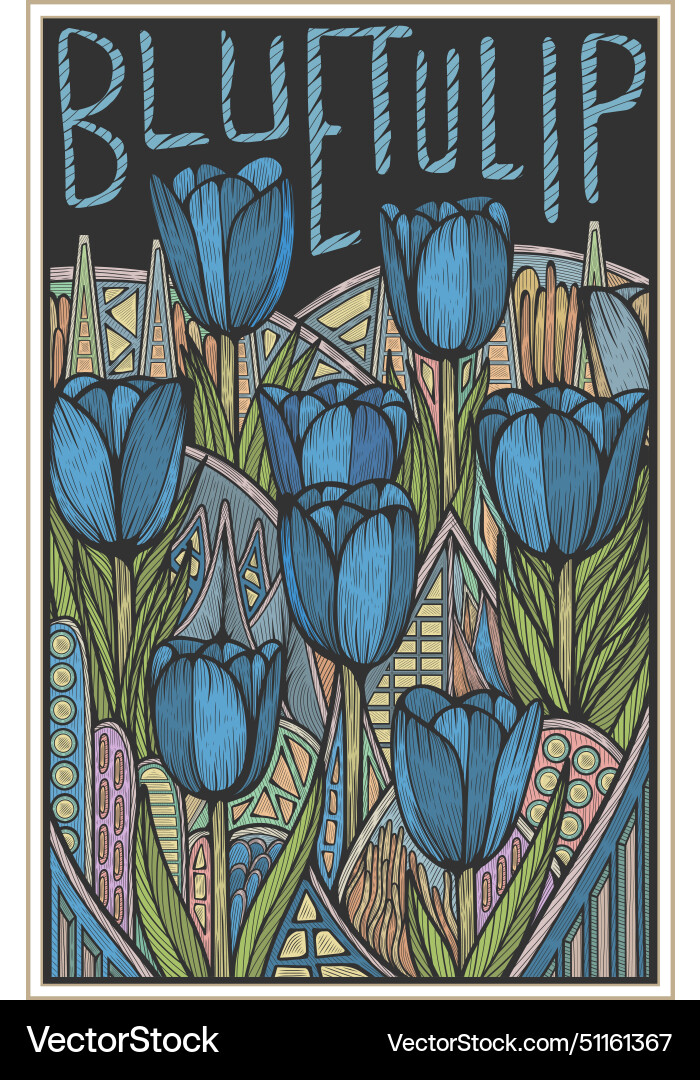 Blue tulips Royalty Free Vector Image - VectorStock