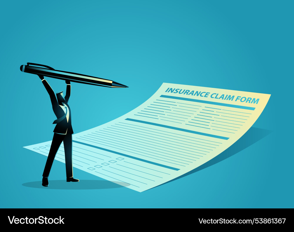 Businessman silhouette insurance claim form Vector Image