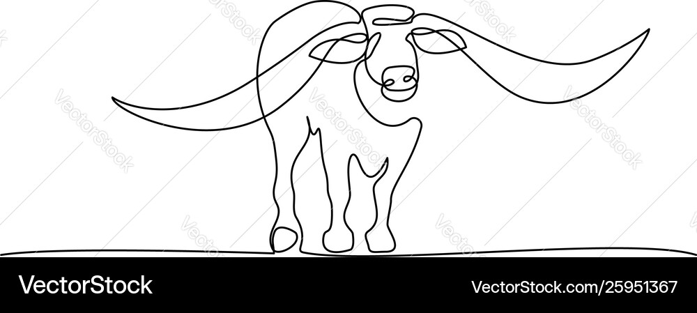 Continuous one line drawing buffalo icon Vector Image