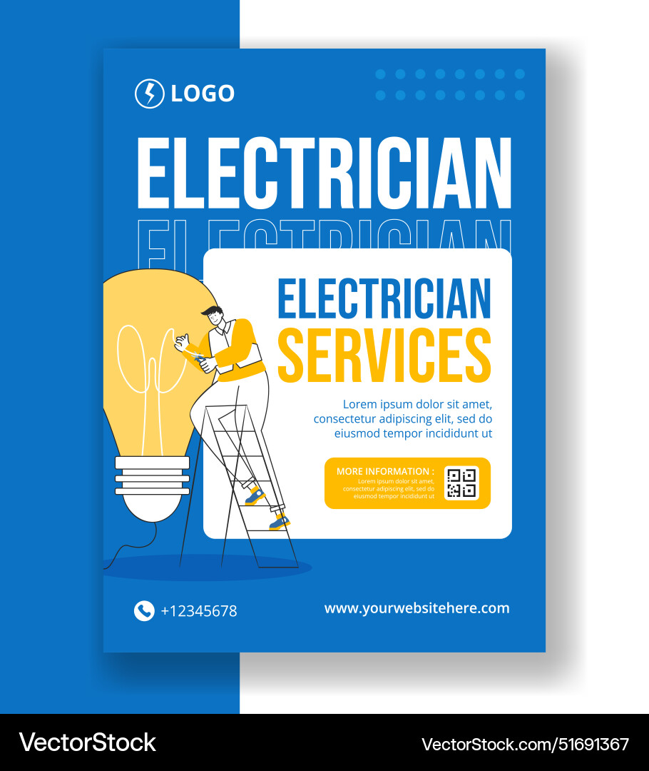 Electrician services vertical poster flat cartoon Vector Image
