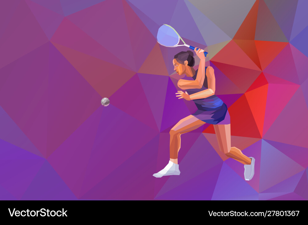Female squash player polygonal geometric Vector Image