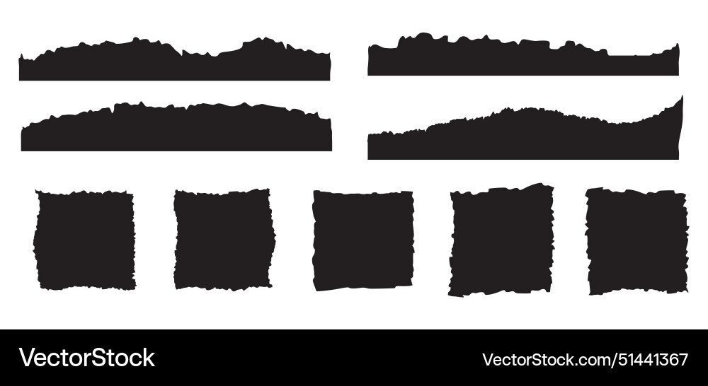 Jagged edge rectangle shapes frames torn paper Vector Image