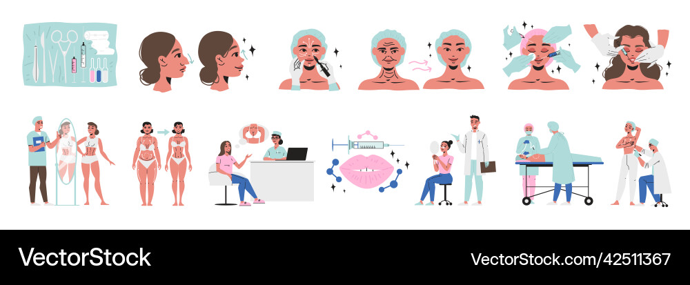 Plastic surgery set Royalty Free Vector Image - VectorStock