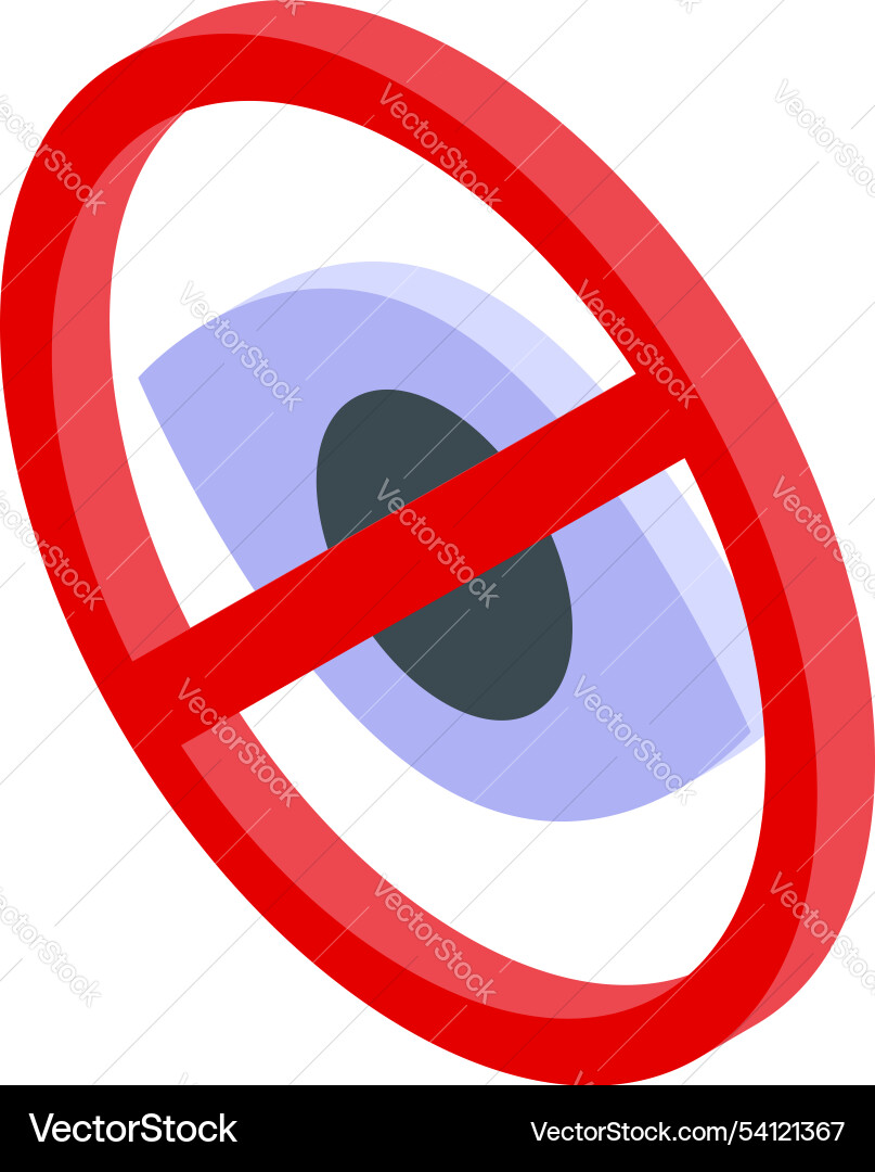 Red forbidden sign crossing out viewing eye Vector Image