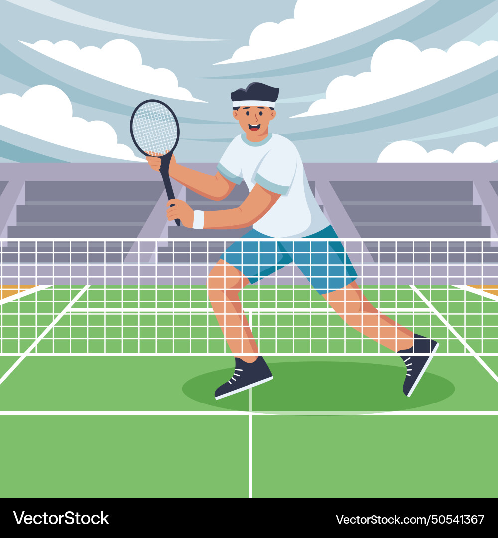 Sport tennis flat design Royalty Free Vector Image