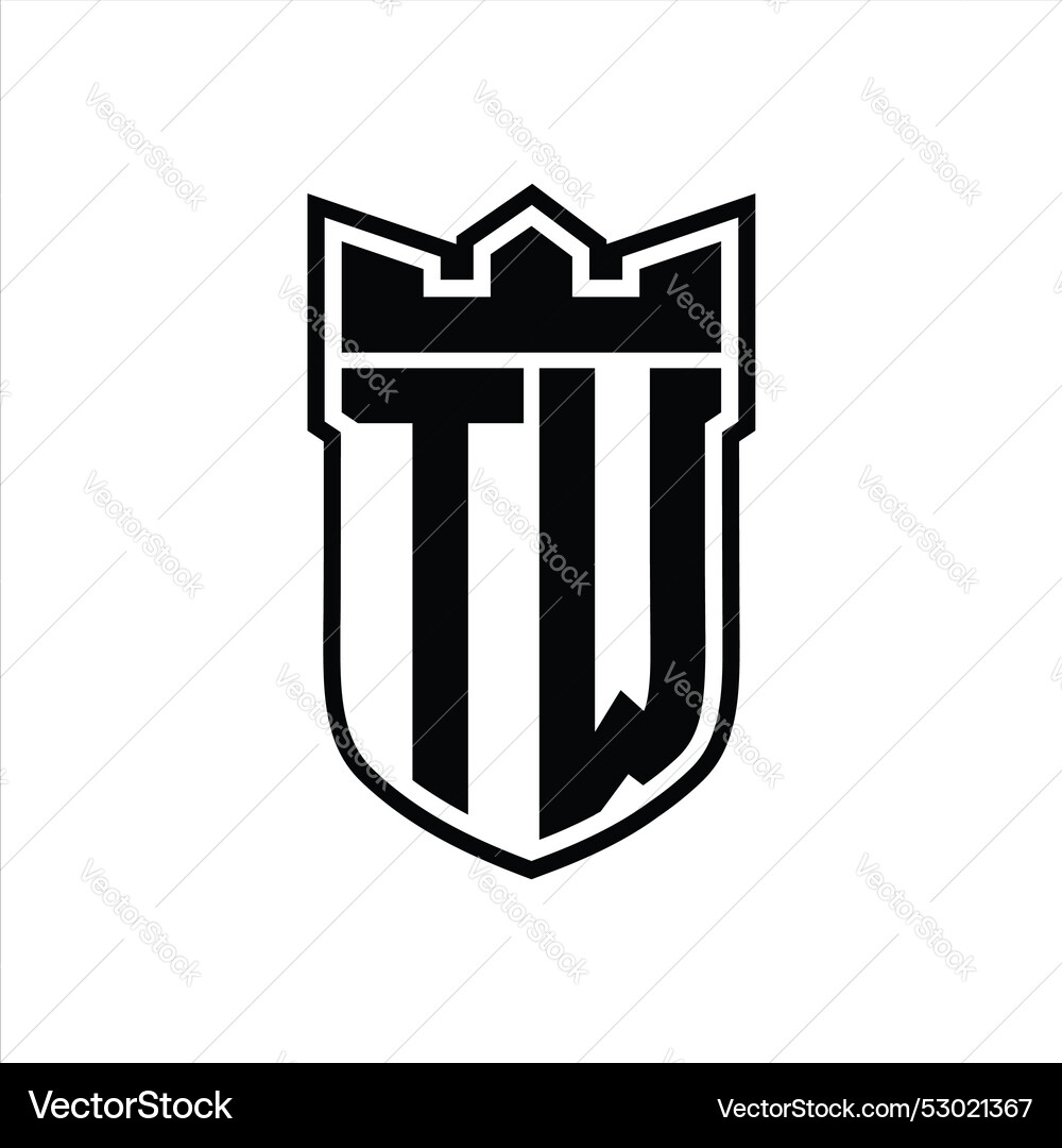 Tw logo shield shape with geometric crown inside – Royalty-Free Vector ...