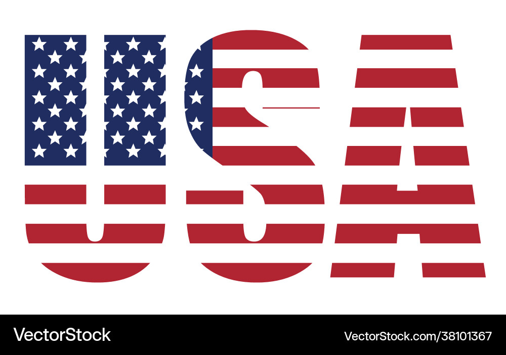 Usa lettering symbolusa flag icon Royalty Free Vector Image