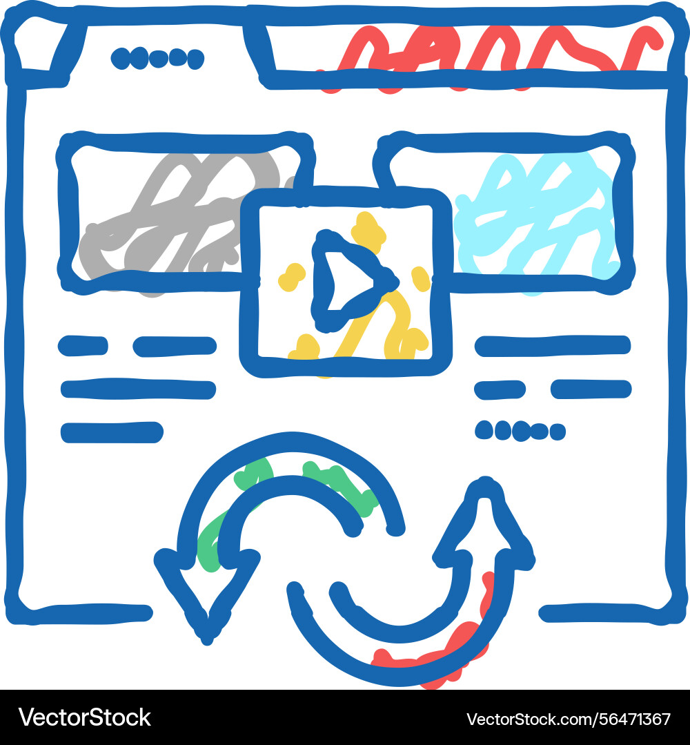 Video converter icon doodle Royalty Free Vector Image
