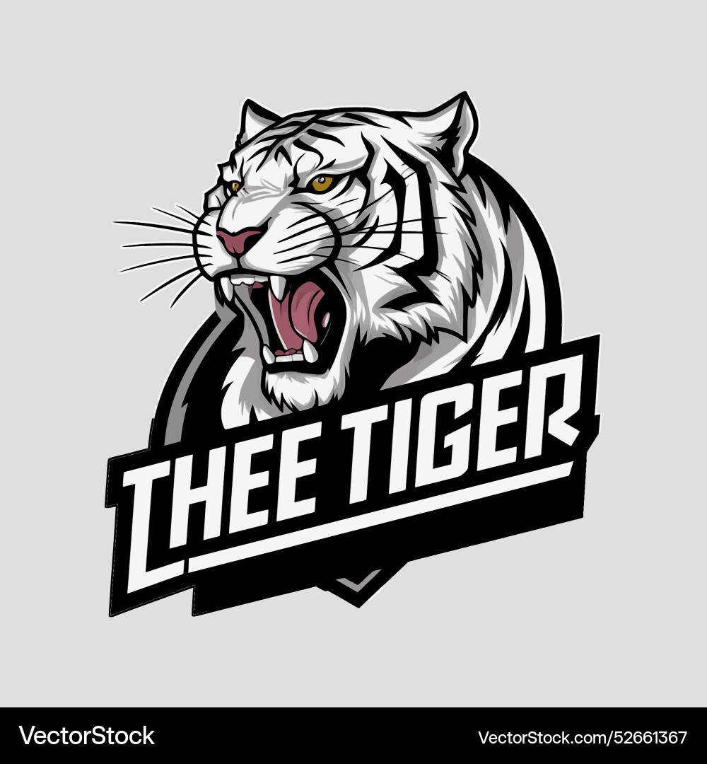 White tiger head design logo with text Royalty Free Vector