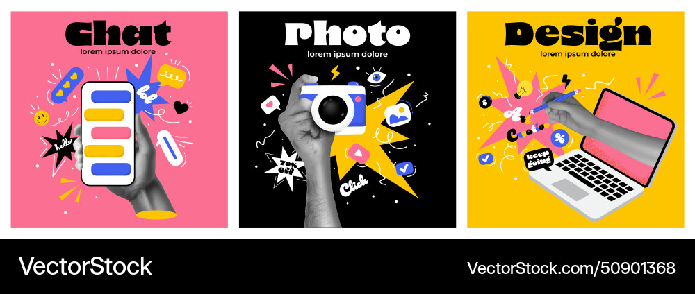 Collage poster design - ui Royalty Free Vector Image