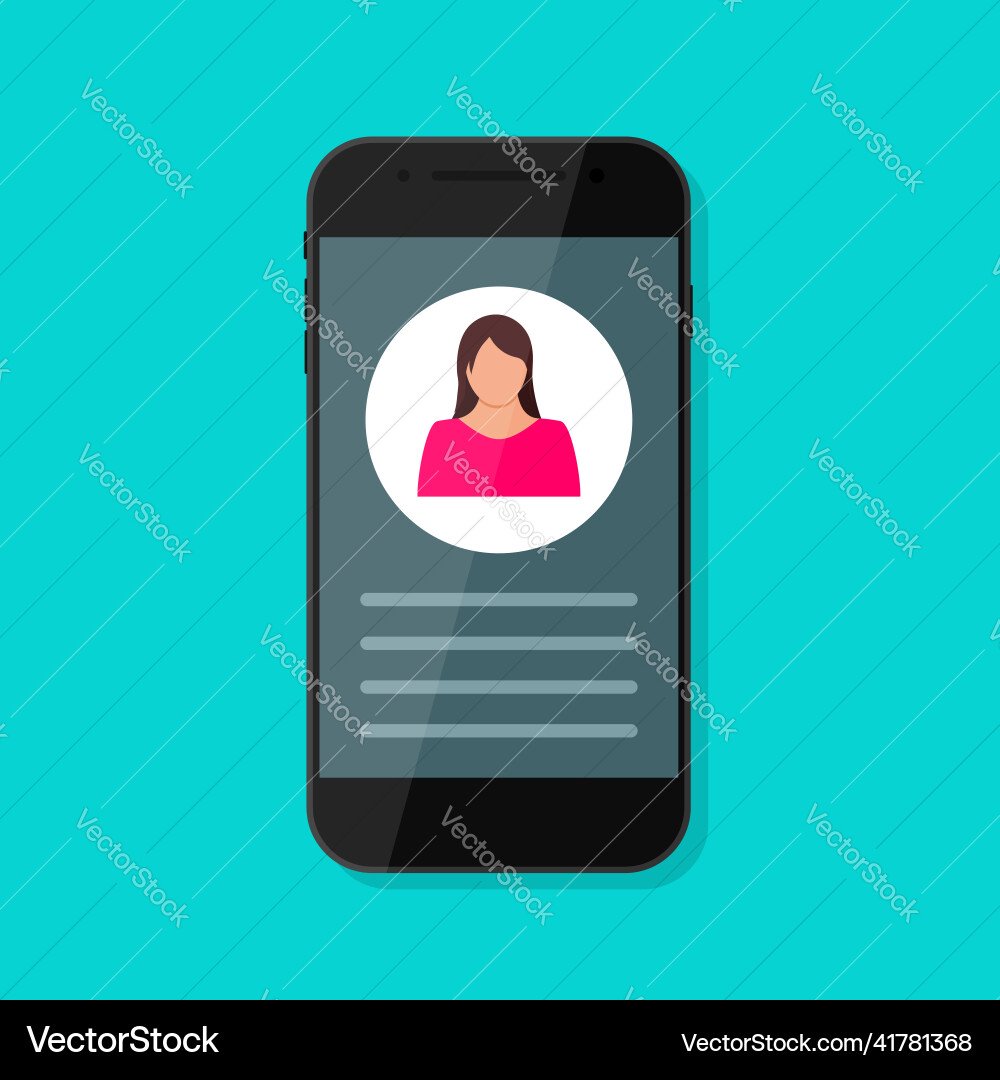 Contact profile in mobile phone account Royalty Free Vector