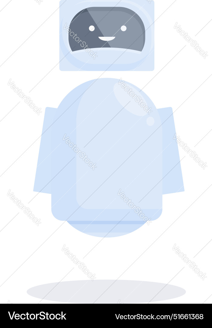 Cute robot is floating happily on a white Vector Image