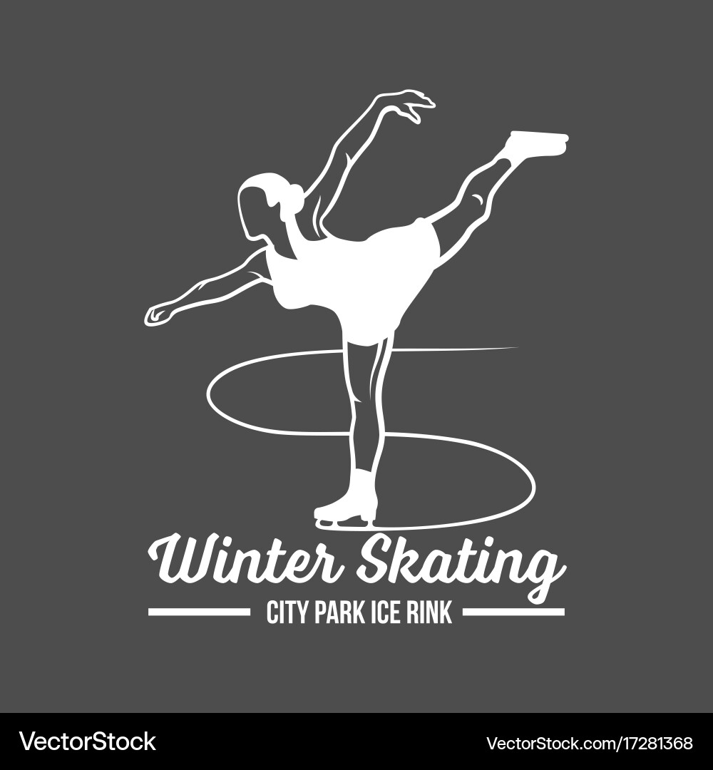 Ice skating label logo Royalty Free Vector Image