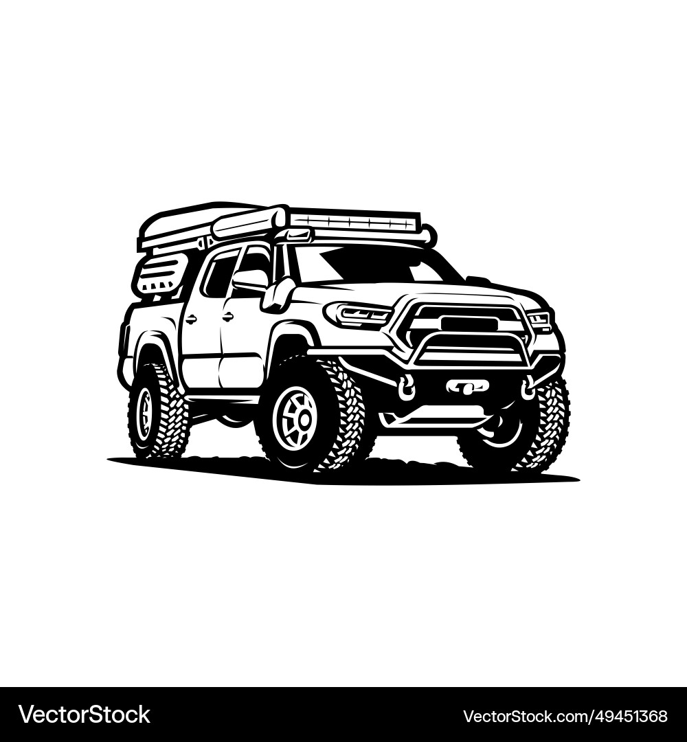 Overland suv double cabin offroad art Royalty Free Vector
