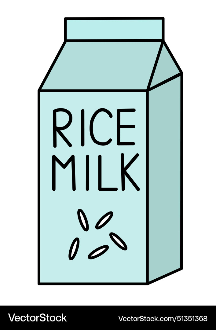 Vegan rice milk box carton packaging flat Vector Image