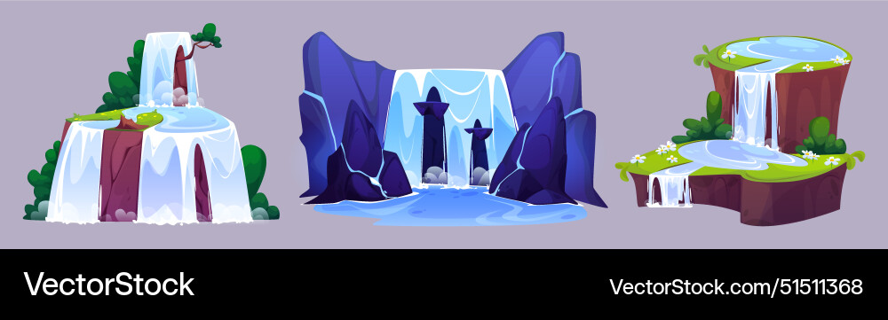 Waterfall cascade stream cartoon Royalty Free Vector Image