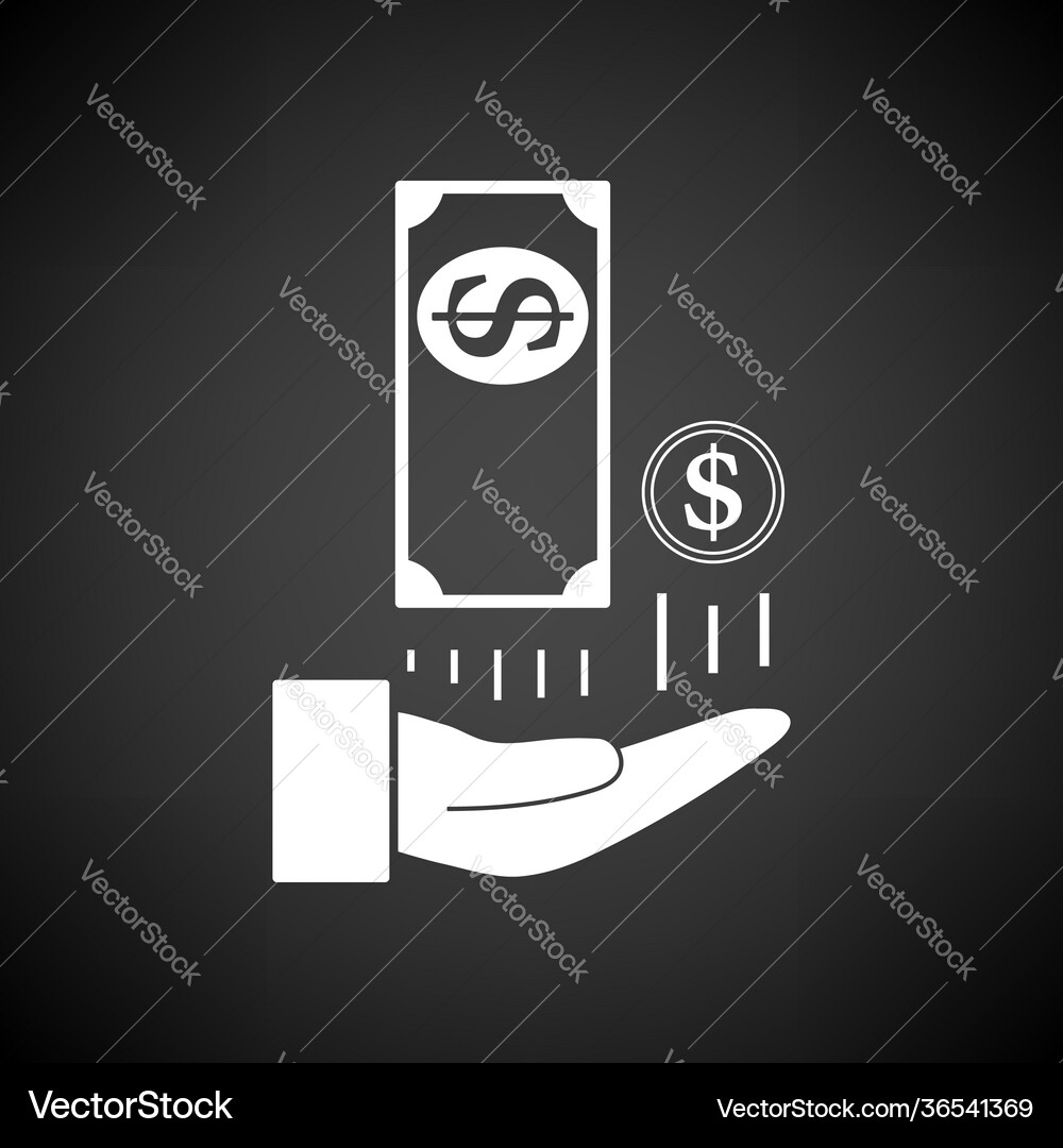 Cash back to hand icon Royalty Free Vector Image