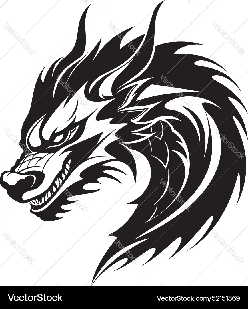 Celestial protector dragon head icon in winged Vector Image