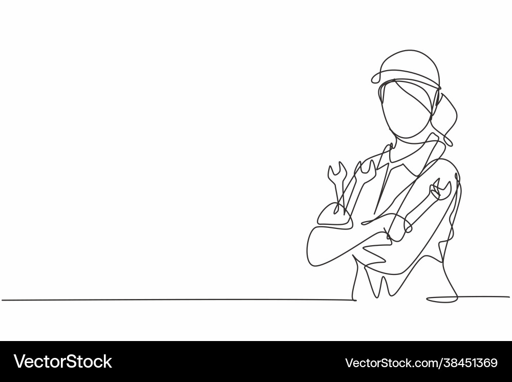 Continuous one line drawing young female Vector Image