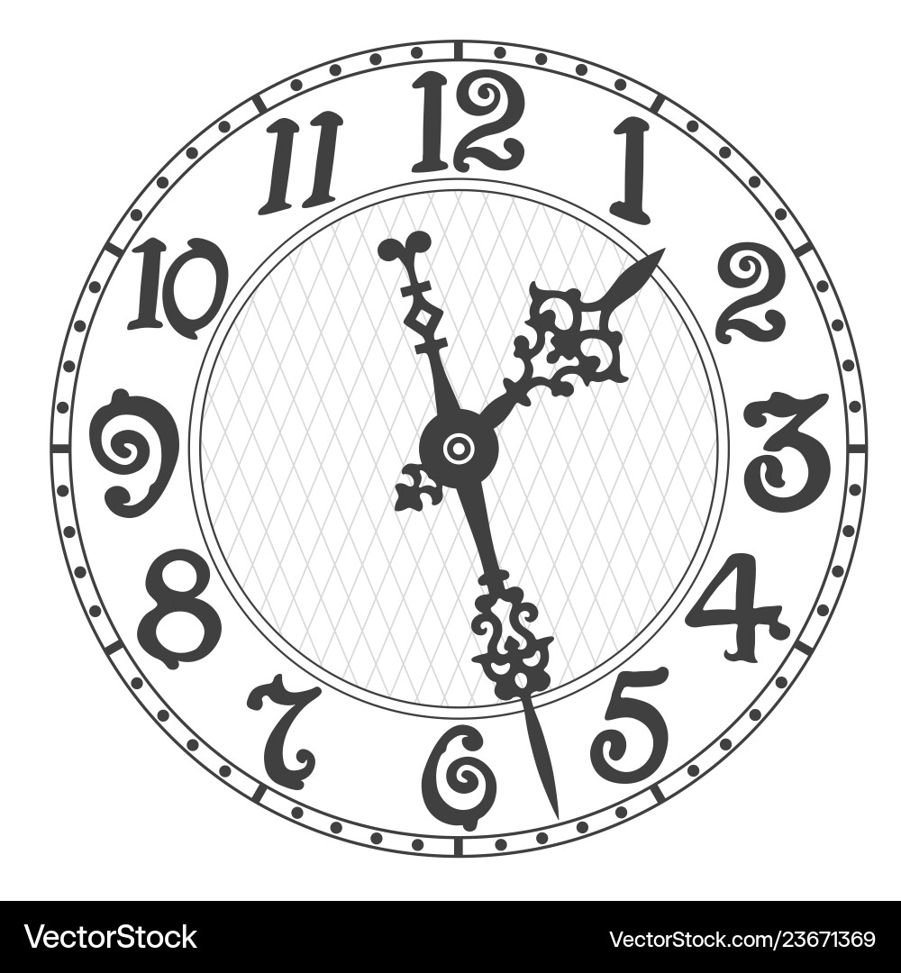Elegant clock face and hands Royalty Free Vector Image
