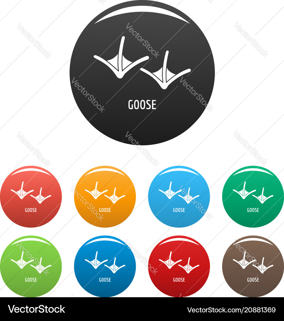 Goose step icons set color Royalty Free Vector Image