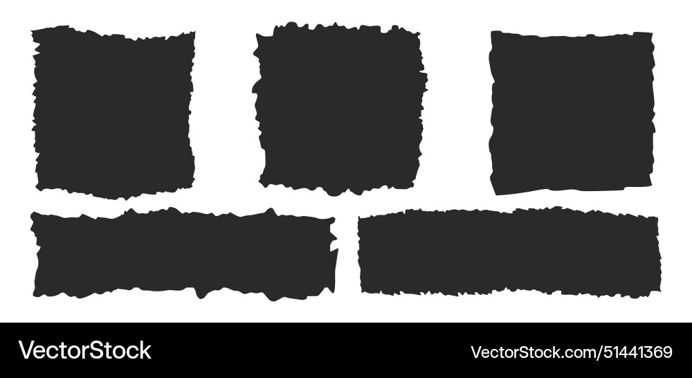 Jagged torn paper set black shape ripper Vector Image