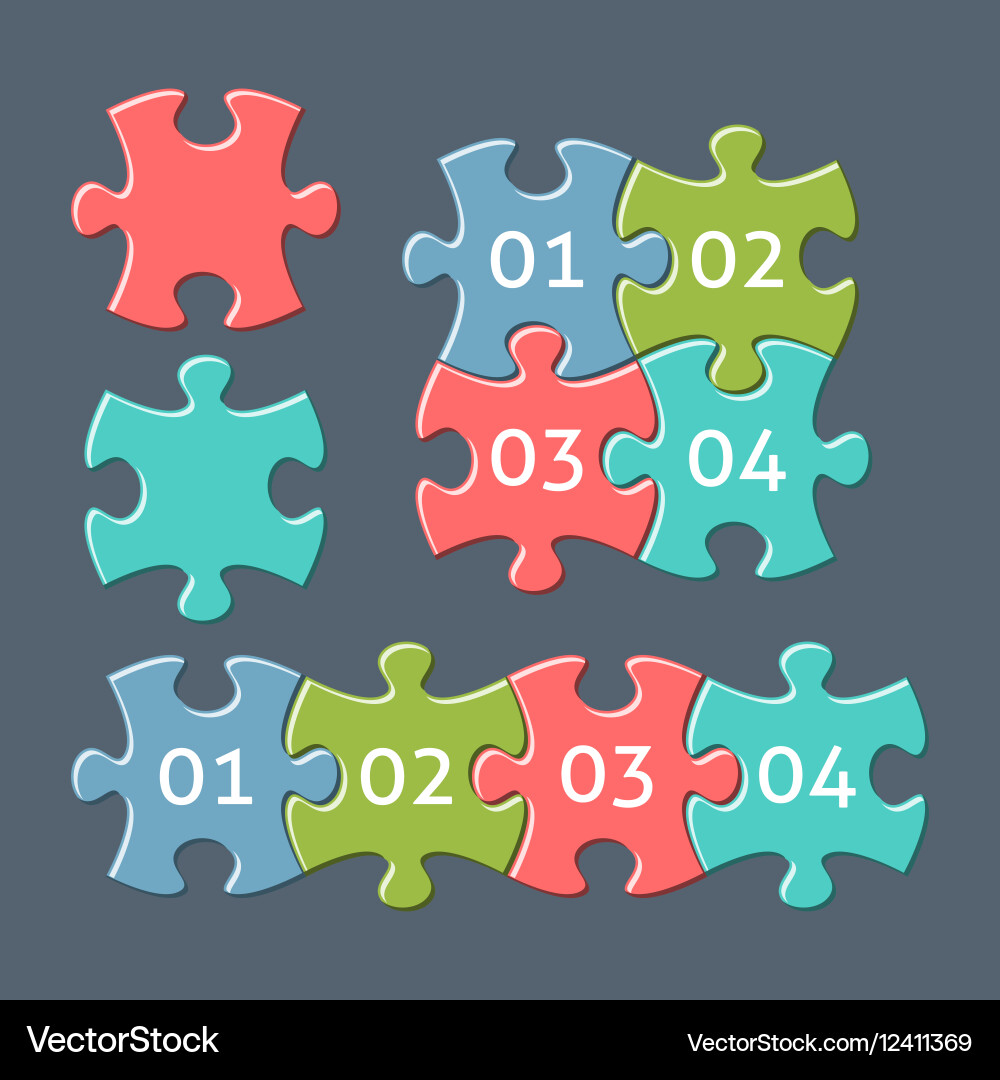 Jigsaw puzzle pieces with numbers Royalty Free Vector Image