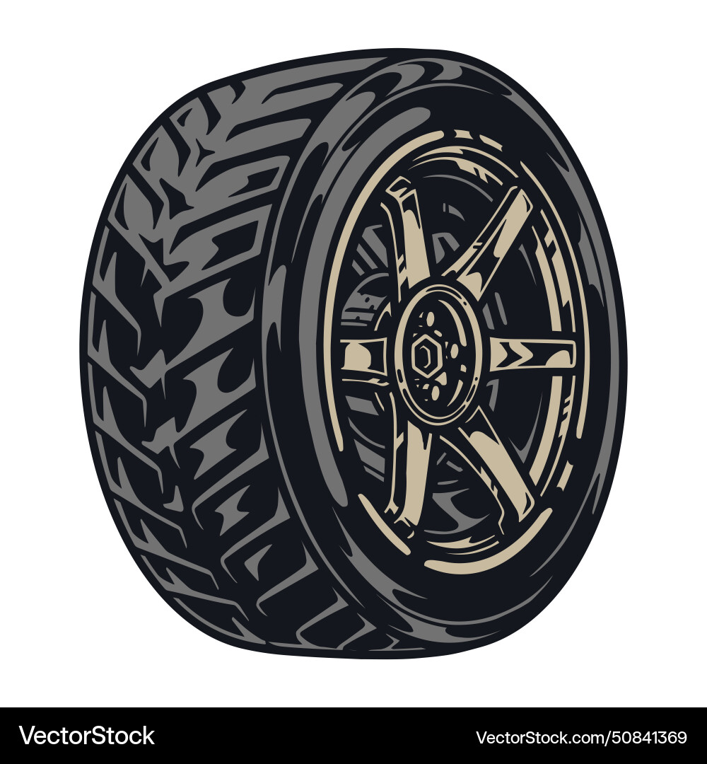 Racing car wheel label colorful Royalty Free Vector Image