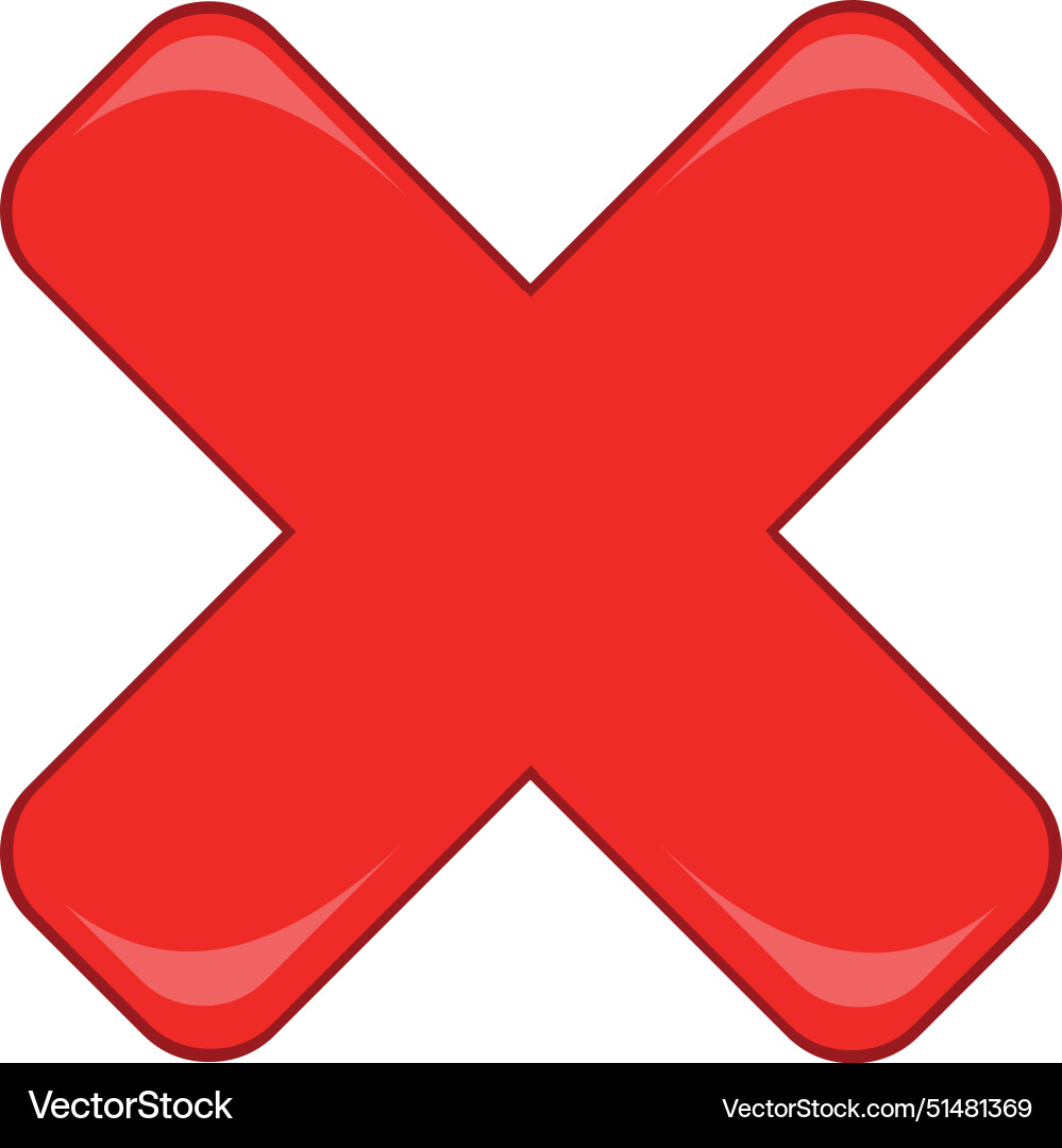 Red cross icon of rejection Royalty Free Vector Image