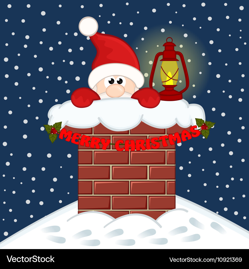 Santa claus inside chimney Royalty Free Vector Image