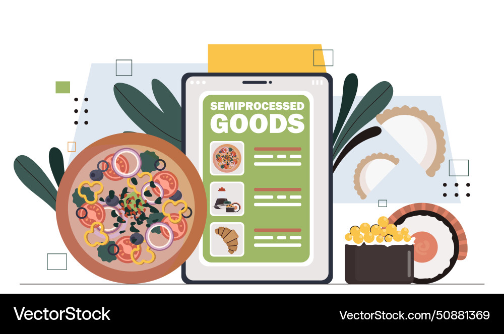 Semiprocessed goods production concept Royalty Free Vector
