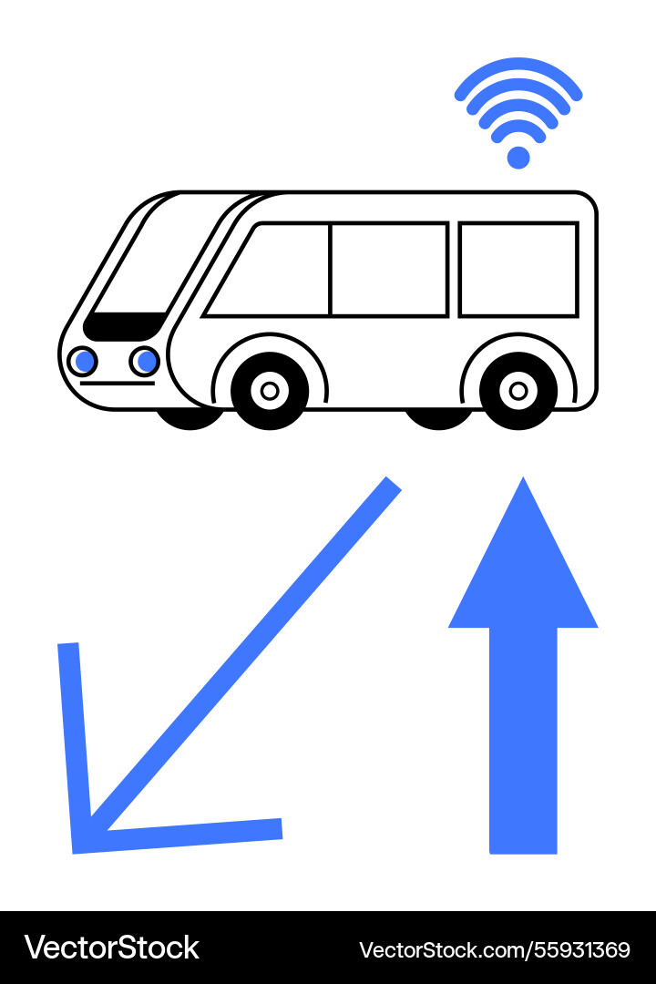 Smart bus with wireless and navigation arrows Vector Image