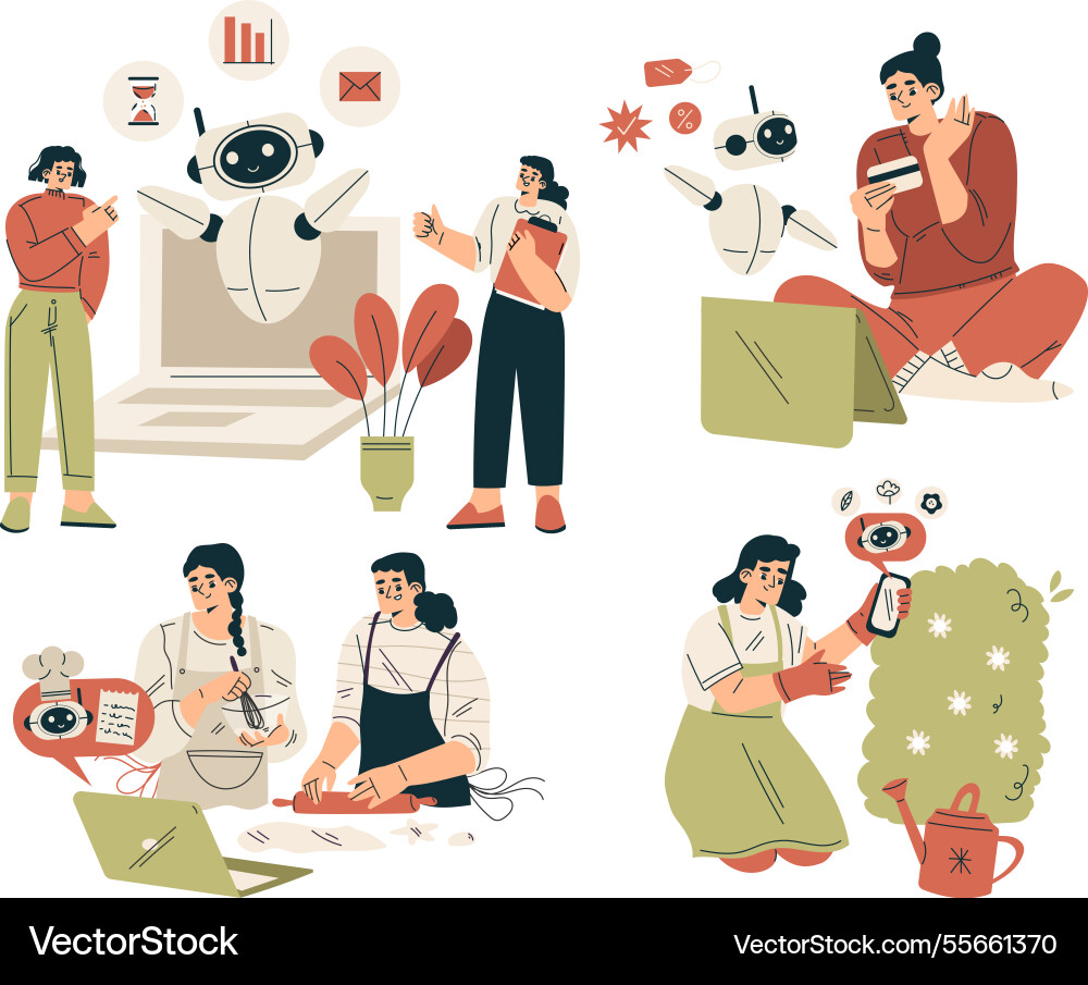 Artificial intelligence technology with people Vector Image
