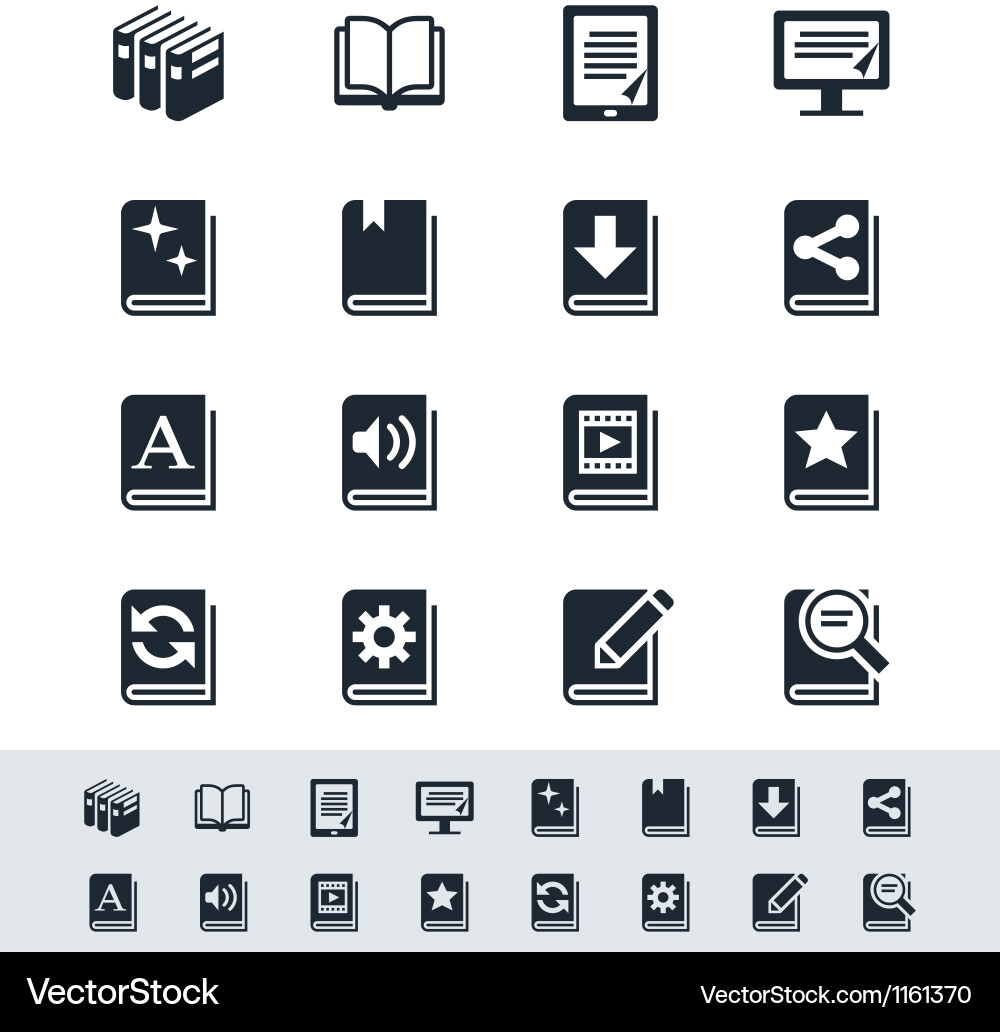 Book icon set simplicity theme Royalty Free Vector Image