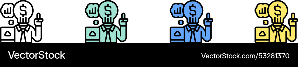 Business thinking icon outline green blue Vector Image