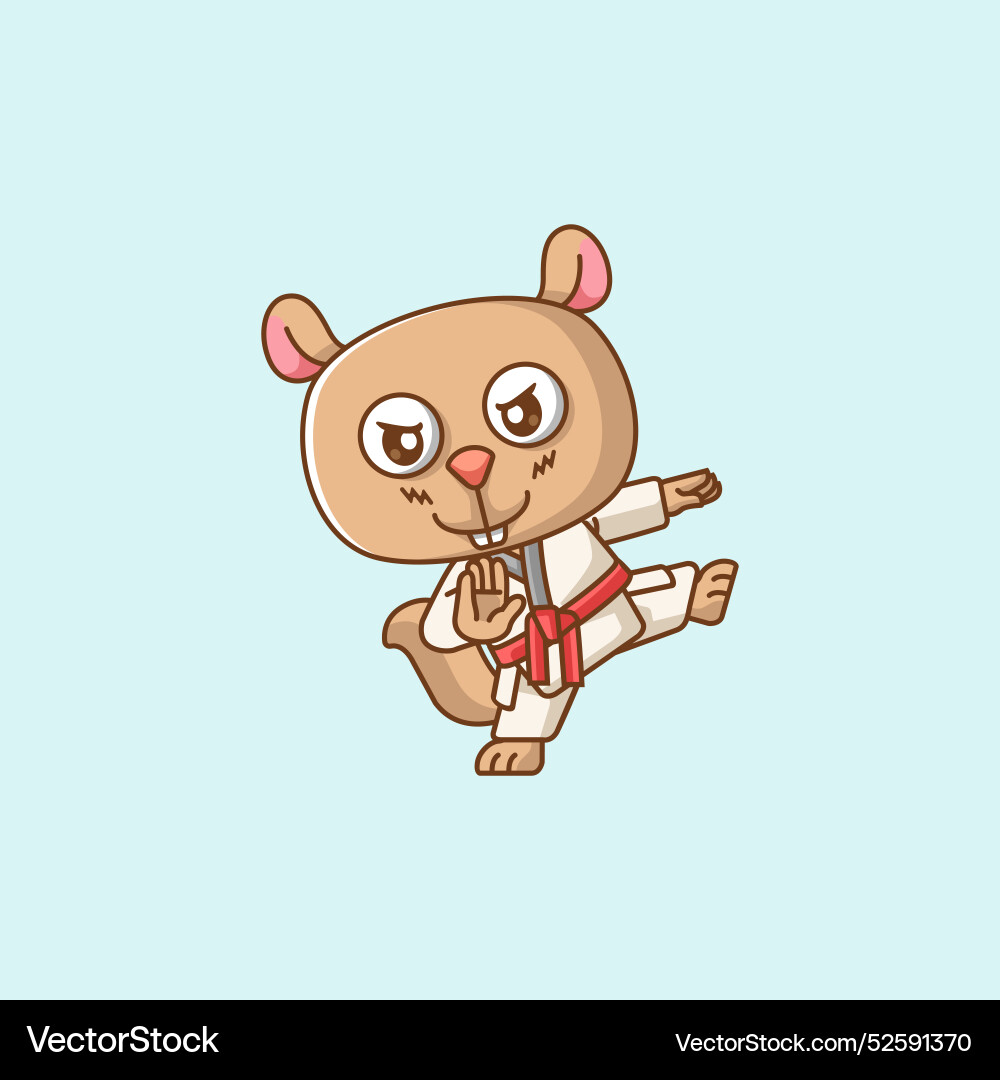 Cute squirrel karate training martial art kawaii Vector Image