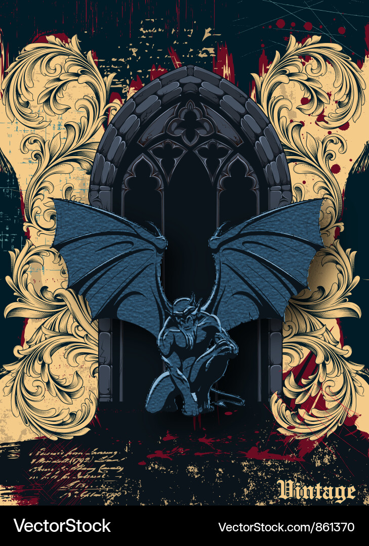 Gothic Gargoyle Background Royalty Free Vector Image
