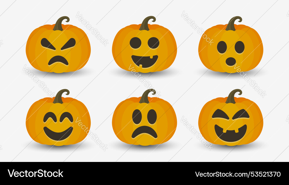 Halloween pumpkins with different emotions Vector Image
