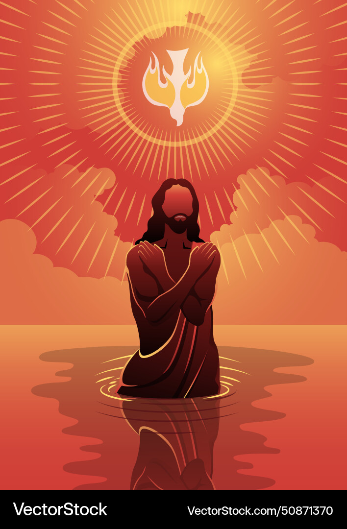 Jesus baptism at the jordan river Royalty Free Vector Image