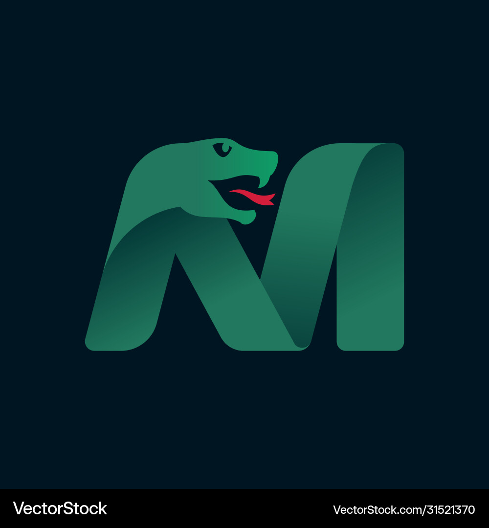M letter logo with snake head silhouette Vector Image