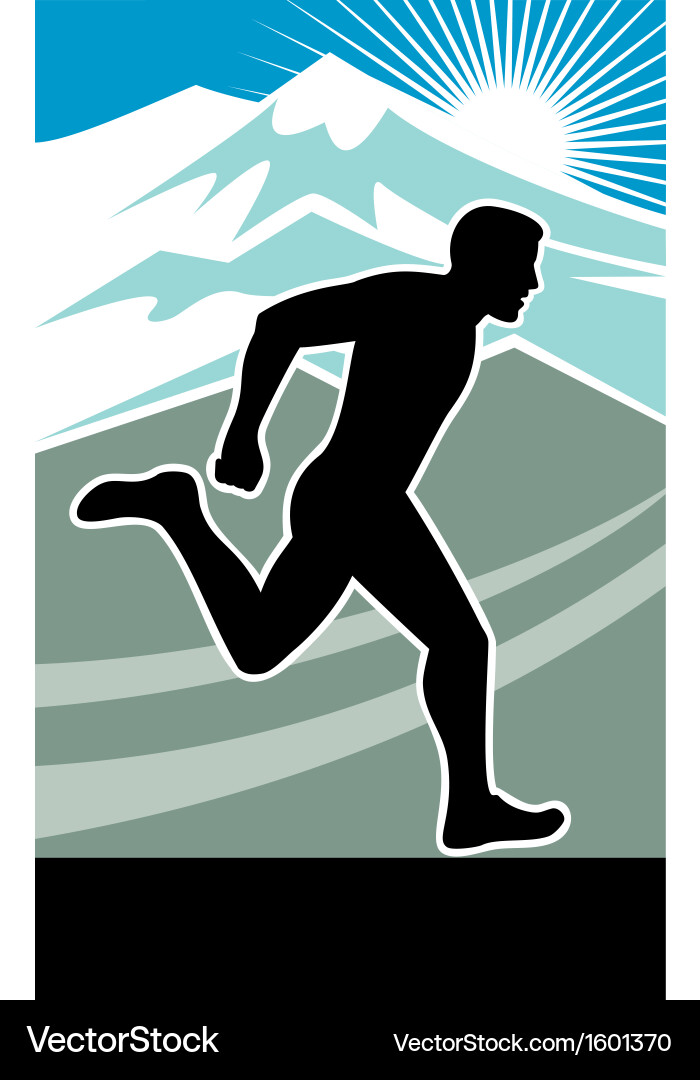 Mountain Runner Silhouette Royalty Free Vector Image
