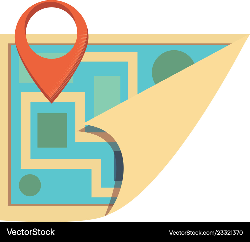 Paper map guide with pin location Royalty Free Vector Image