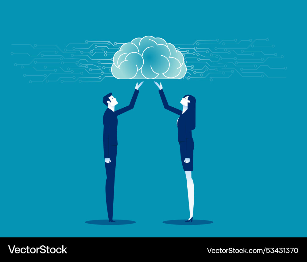 Scientist explore human brain neurology concept Vector Image