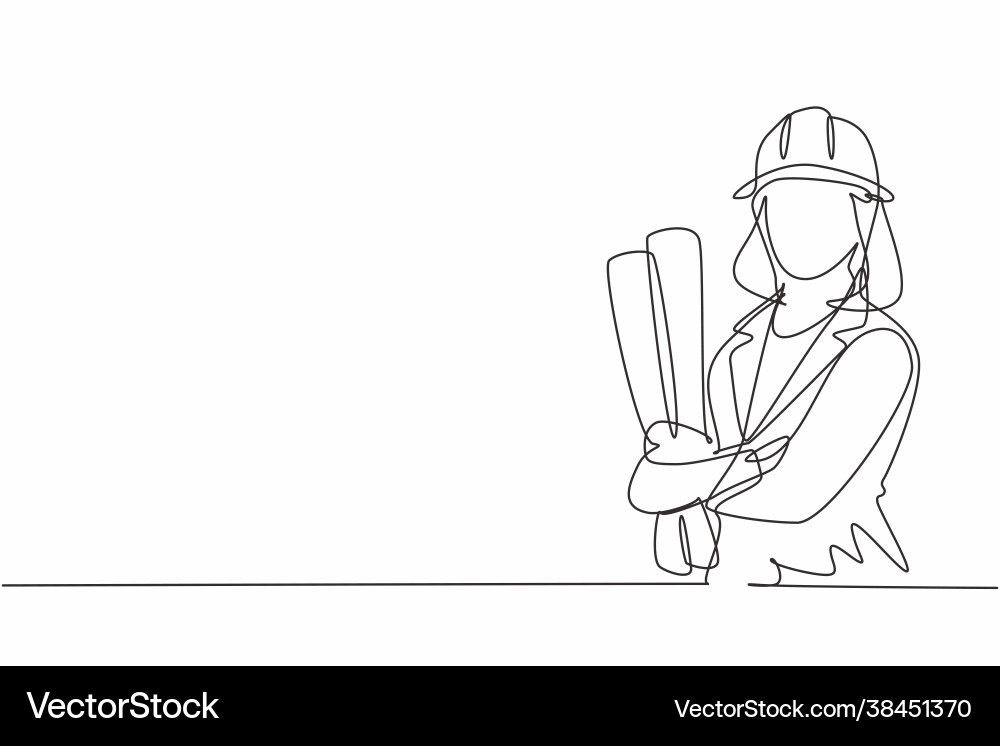 Single continuous line drawing young female Vector Image