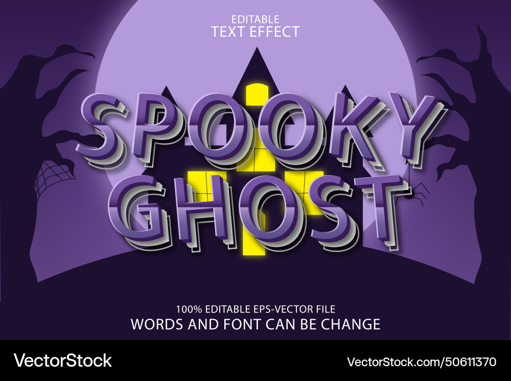 Spooky ghost editable text effect emboss modern Vector Image