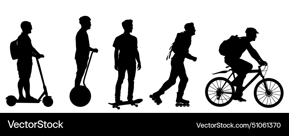 Urban ways people transportation method silhouette