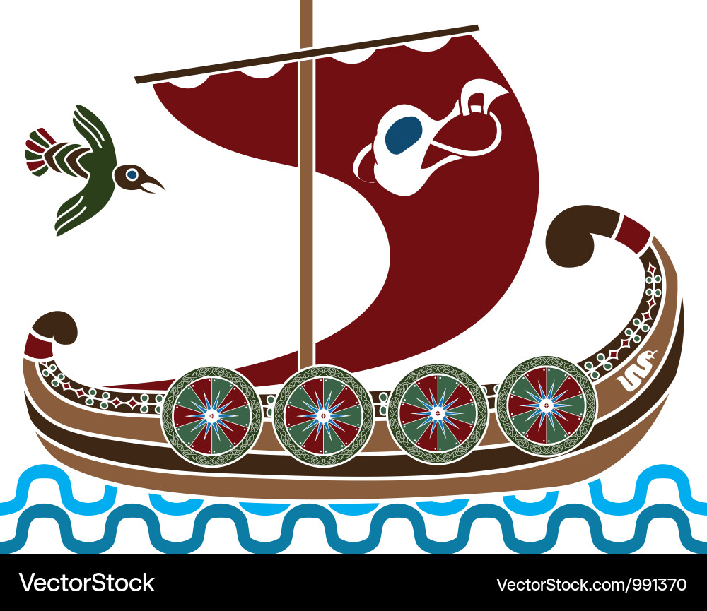 Viking ship colored Royalty Free Vector Image - VectorStock