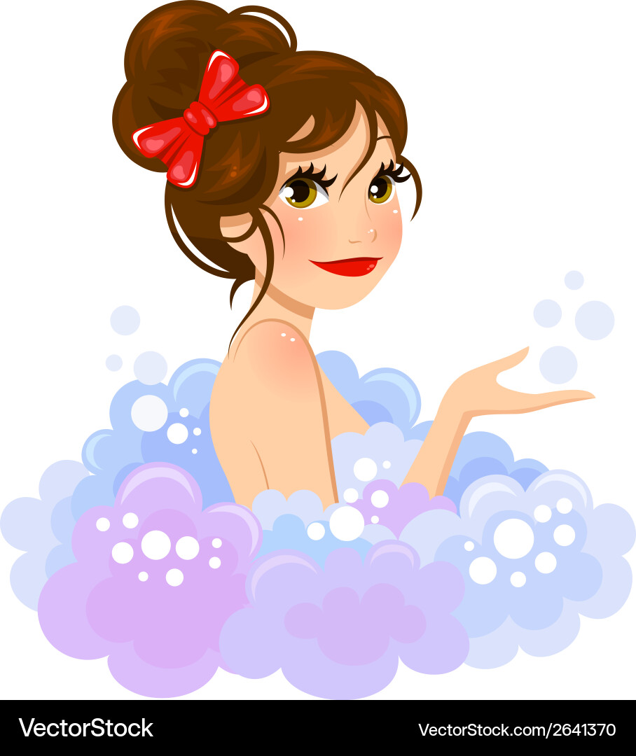 Woman Relaxing in a Bubble Bath Royalty Free Vector Image